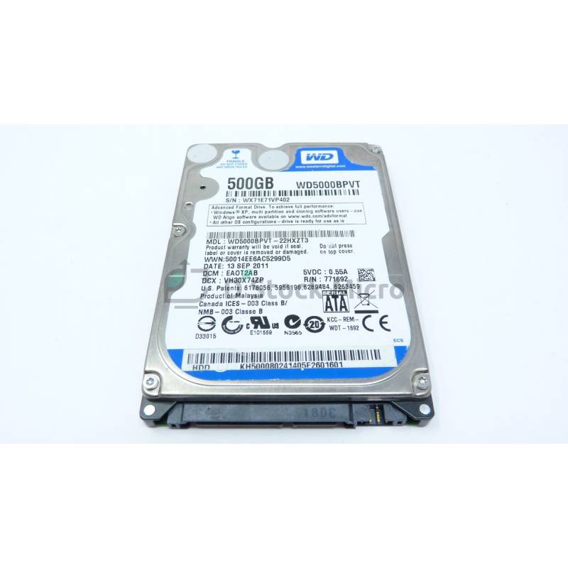 Western Digital WD5000BPVT-22HXZT3 500GB 2.5" SATA Hard Drive HDD 5400 RPM